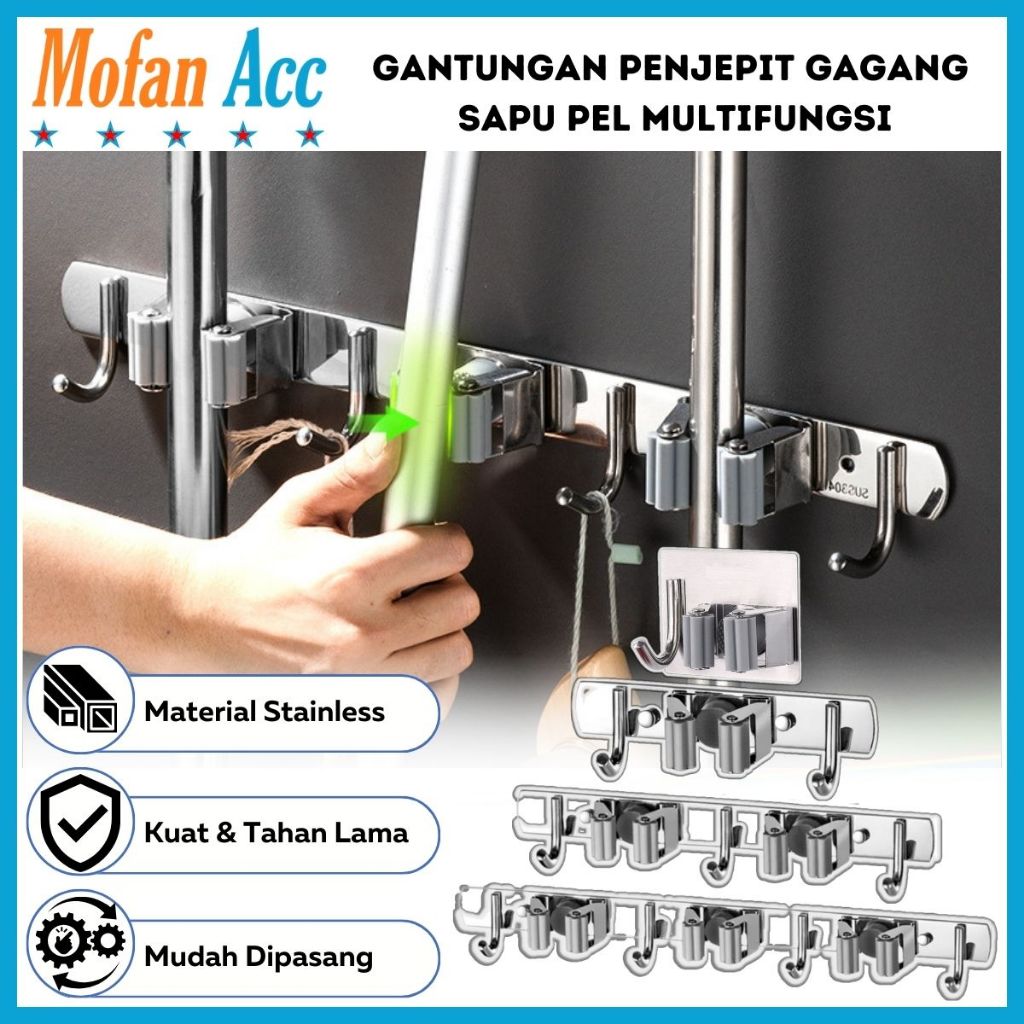 Jual Gantungan Sapu Pel Stainless / Holder Hook Penyangga Klip Kait ...