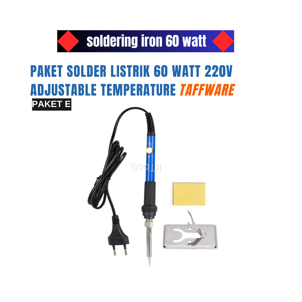 Jual Paket Solder Listrik 60 Watt Lengkap Adjustable Temperature | Shopee Indonesia