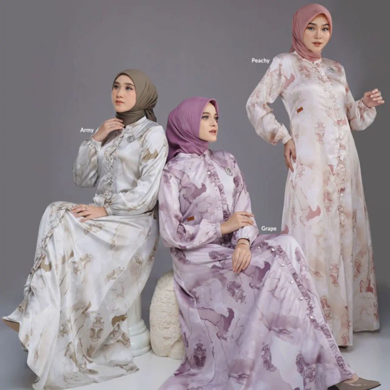 Jual DR204| GLORYA DRESS by Nadheera Luxury [ NEW - ND White Pattern Series ] Gamis Nadheera ...
