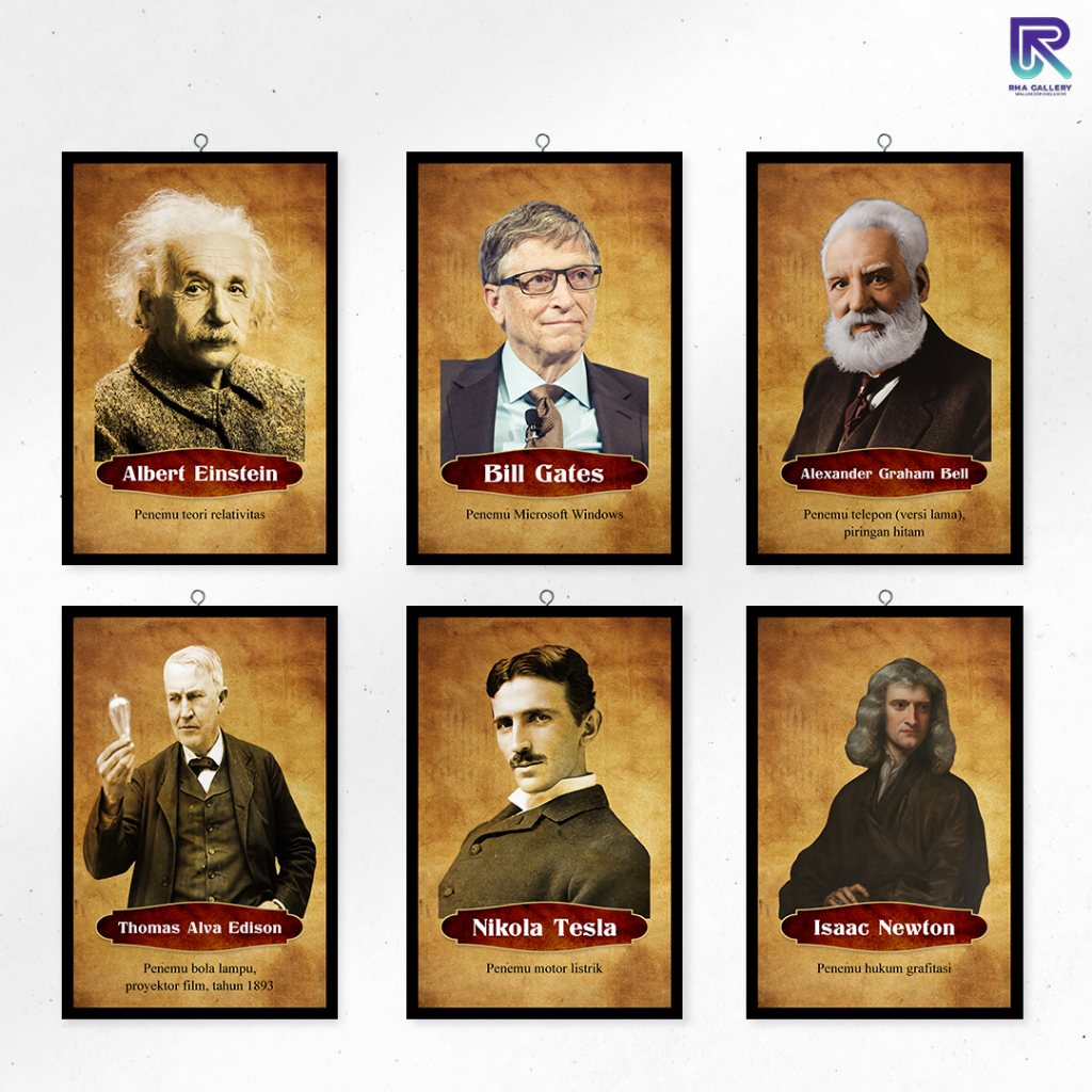 Jual RHA GALLERY Hiasan Dinding Tokoh Penemu Dunia Edukasi Pajangan ...