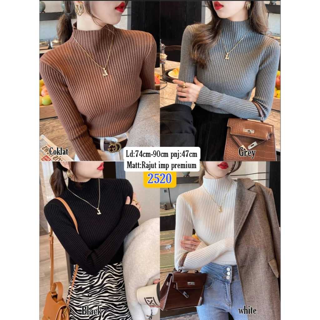 Jual BLOUSE PANJANG RAJUT LIS TIMBUL POLOS 2520/ Atasan Wanita Korea ...