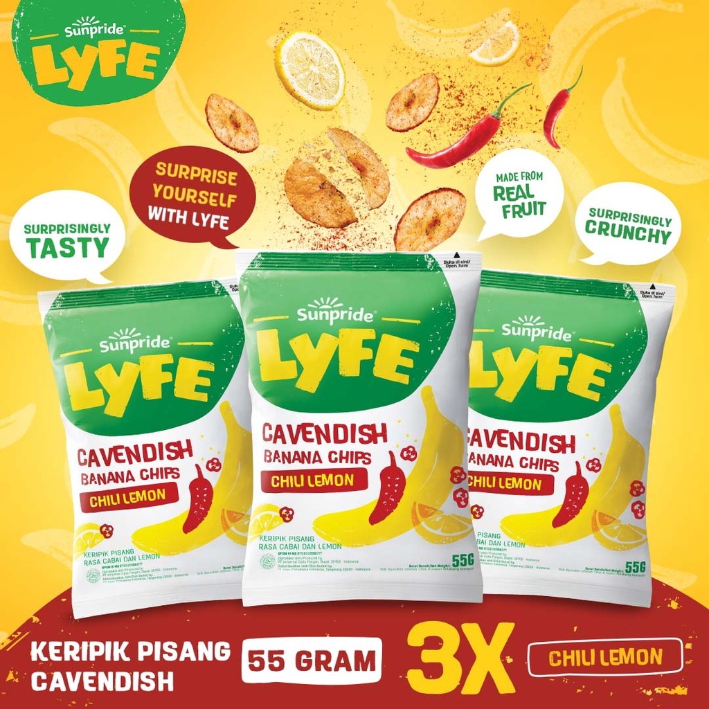 Jual Sunpride Lyfe Chips Chili Lemon 55gr x 3 pcs | Shopee Indonesia
