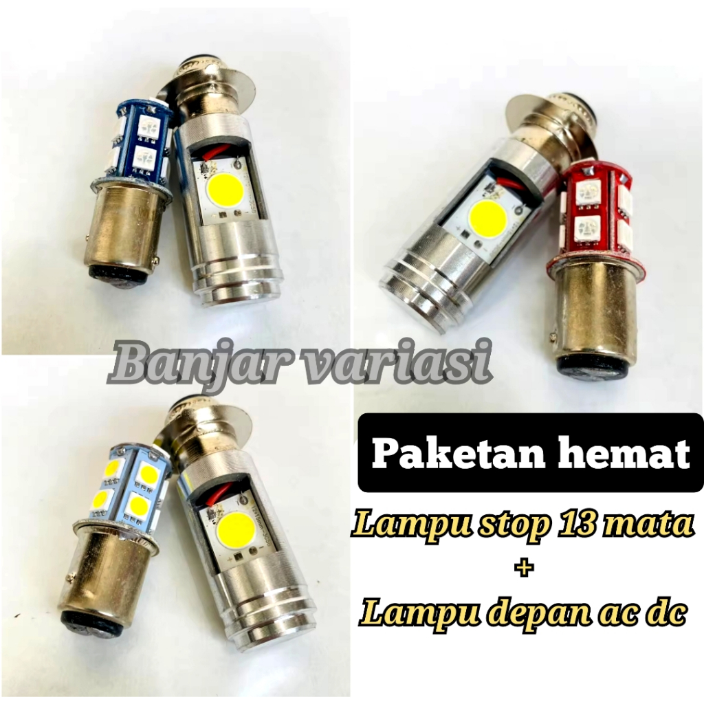 Jual CKJ ACC VARIASI (PAKET HEMAT LAMPU VARIASI 2IN1) LAMPU UTAMA LED 2 SISI AC DC+LAMPU STOP ...