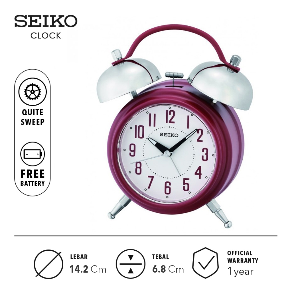 Jual Jam Weker Beker Seiko QHK051R Detik Senyap Lumibrite Plastic case ...