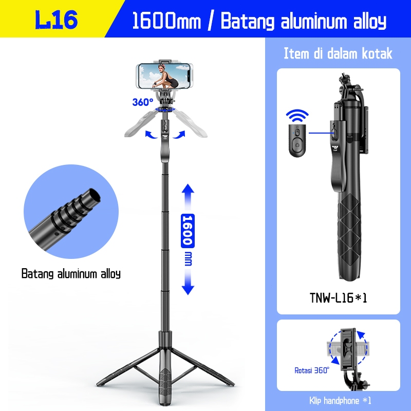 Jual TNW L16 Tongsis Tripod Bluetooth Selfie Stick Remote Tripod HP ...