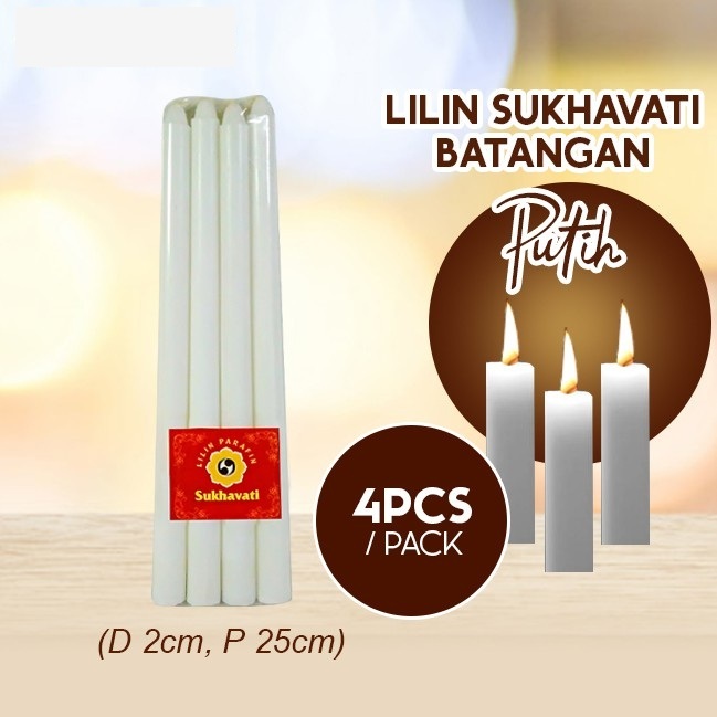 Jual Lilin batangan sembahyang sukhavati 4 pcs/pack 25 cm putih ...