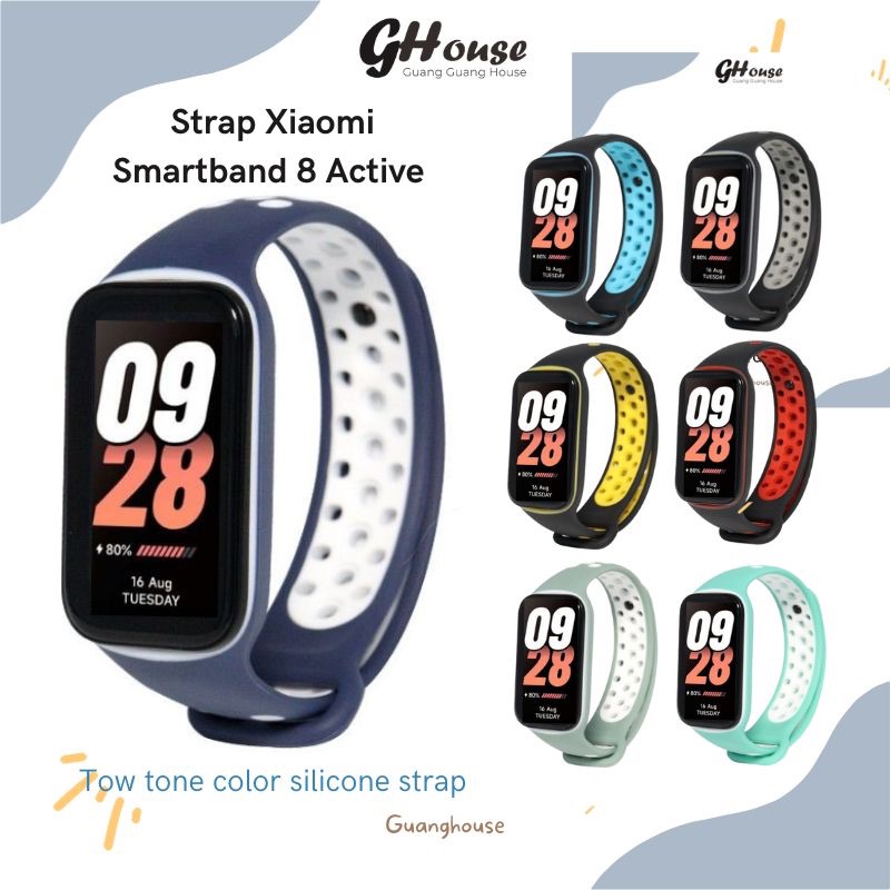 Jual Strap Xiaomi Smart Band 8 Active Two Tone Bolong Tali Jam Smart band 8 Active Silikon Dua ...