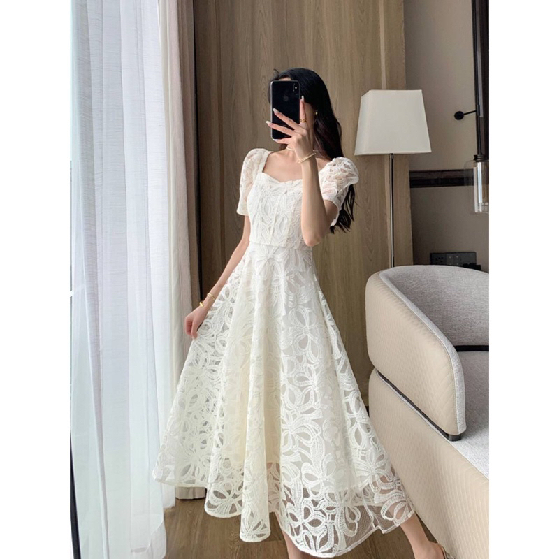 Jual Zelene Dress Brocade Crochet Korean Formal Dinner Party Elegant ...