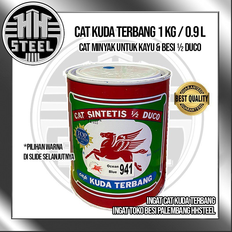 Jual Cat Besi Kayu Kuda Terbang 1 kg 1 L Cat minyak besar HH STEEL | Shopee Indonesia
