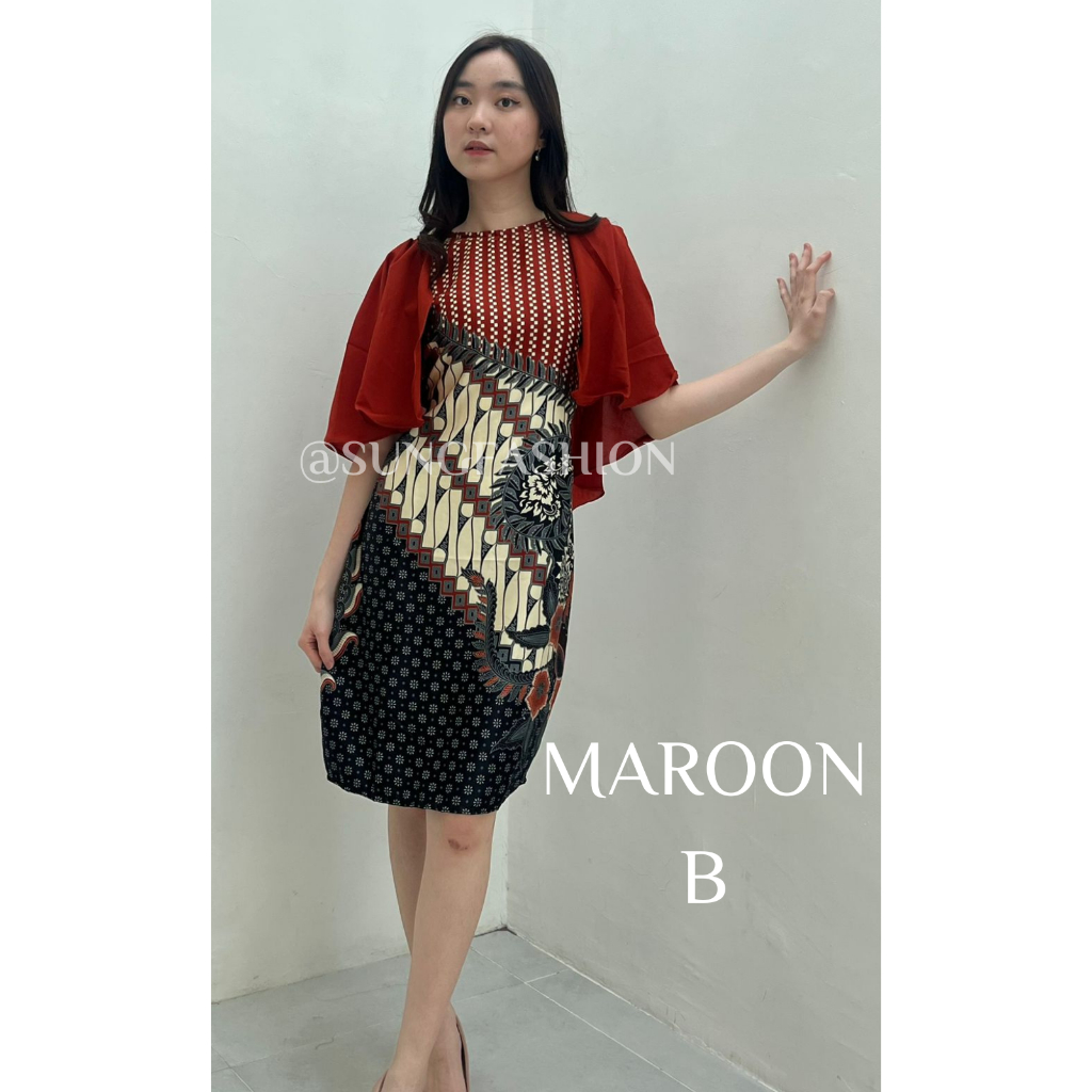 Jual dress batik bahan premium korean look S307 | Shopee Indonesia
