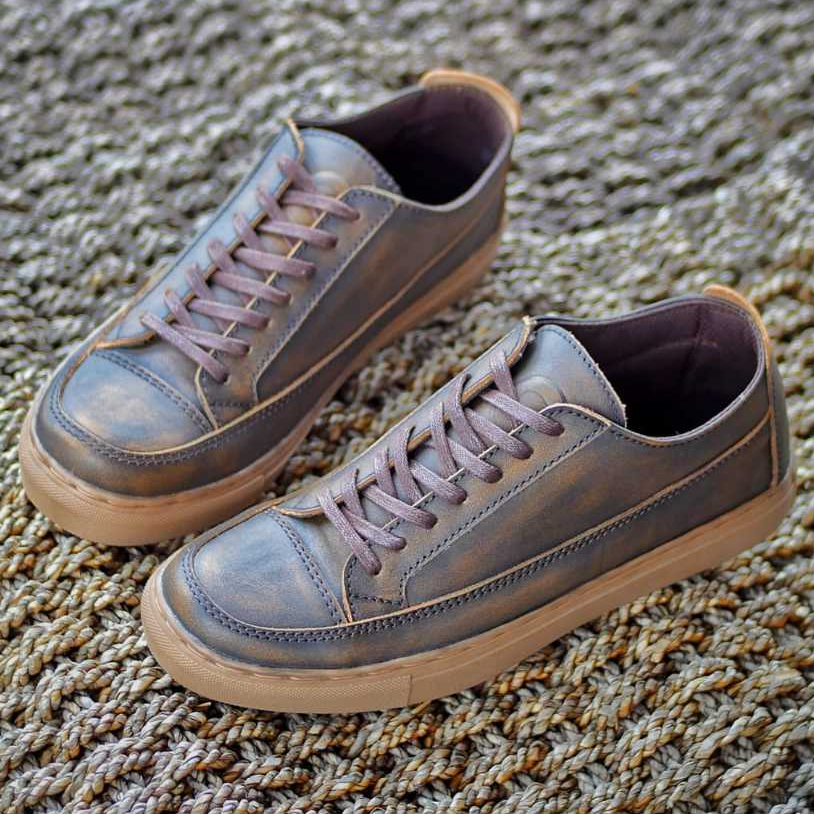 Jual Greata - Olaf Camel Sepatu Sneakers Pria Casual Santai Formal Kerja Kantor Kets Kulit asli ...