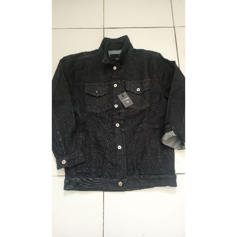 Jual Jaket denim hitam edisi kebesaran | Shopee Indonesia