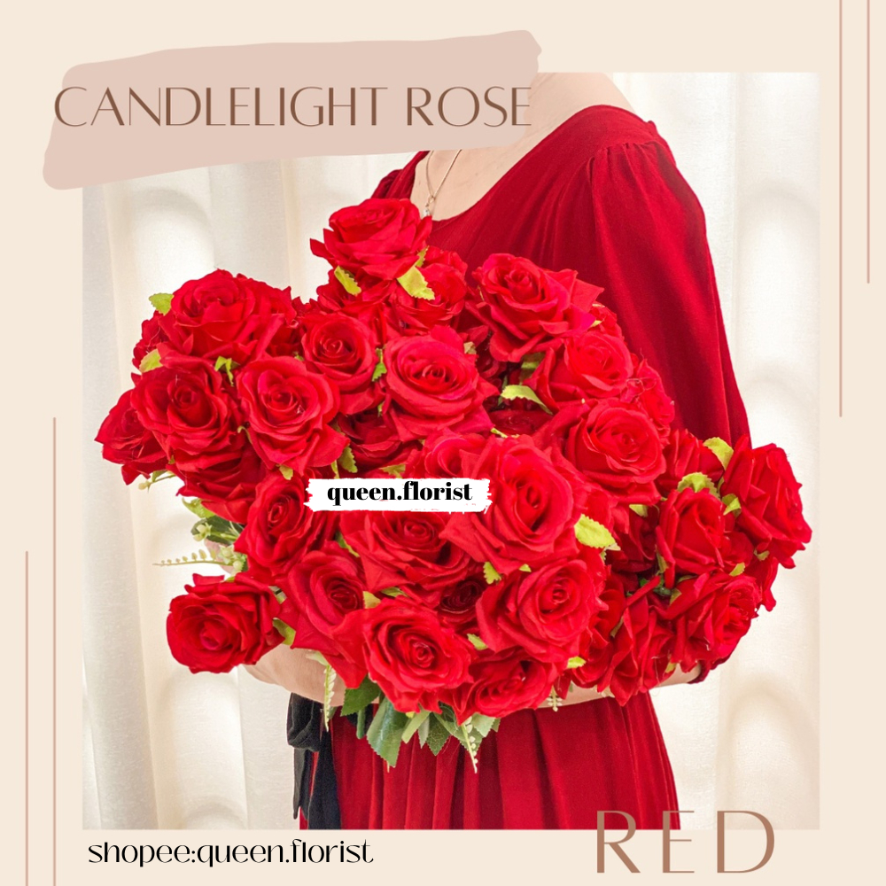 Jual 12 KUNTUM CANDLELIGHT ROSE Bunga Mawar Rose Paris Kombinasi x12(satuan) Bunga Artificial ...