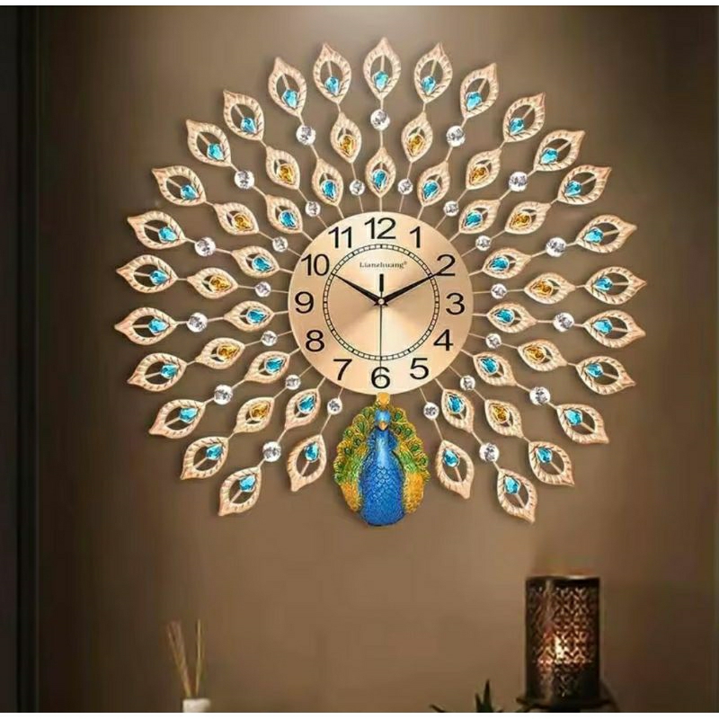 Jual Jam dinding Merak Luxury diamond Retro Jam besar diamond 3D jam ...
