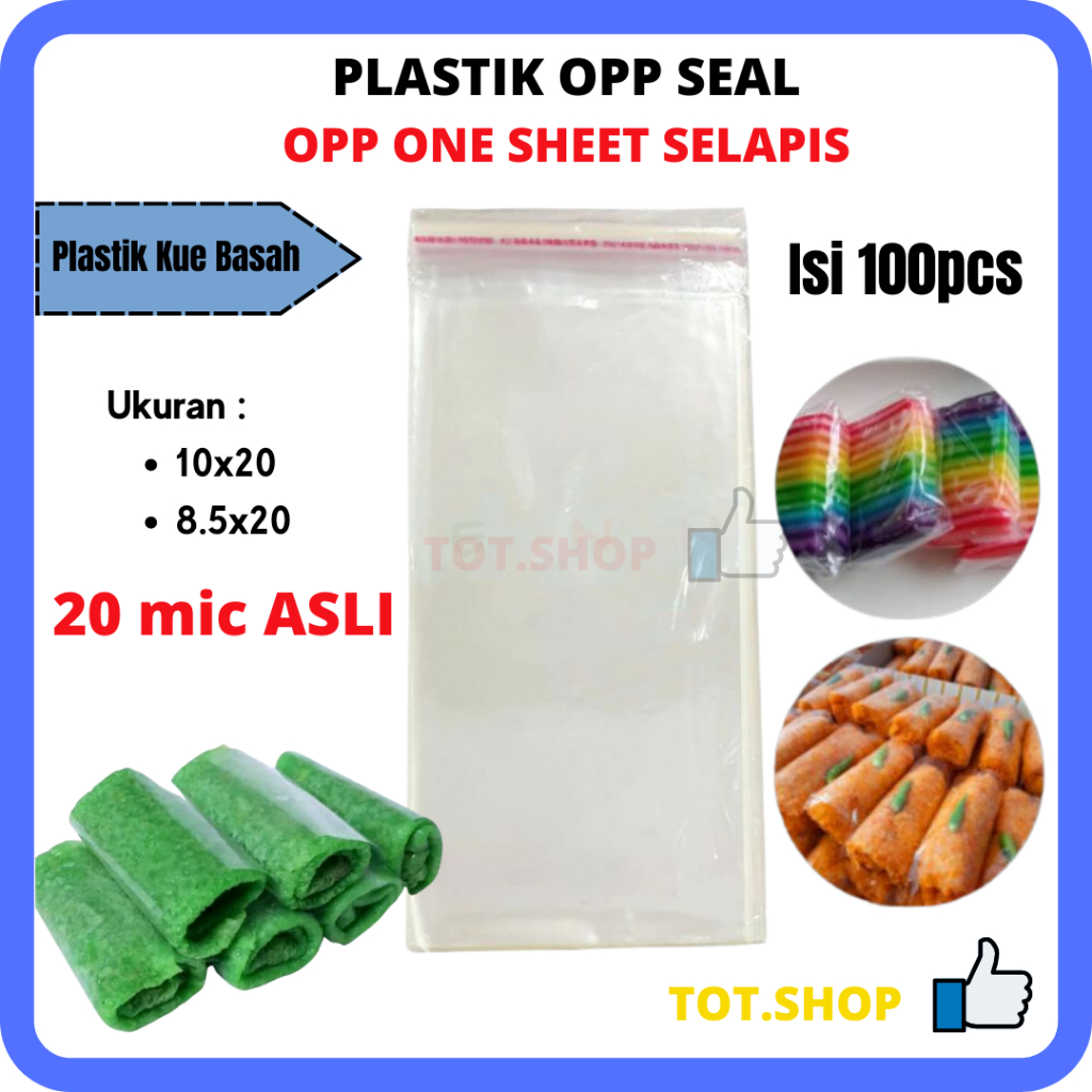 Jual [100-lbr] One Sheet Plastik OPP Lem Selapis Selembar Plastik Kue ...