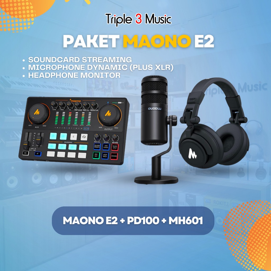 Jual Paket Live streaming Maono e2 ame2 + Mic Maono pd100 + Headphone ...