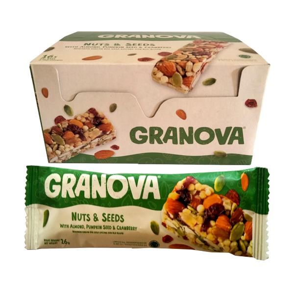 Jual Granova Granola Snack Bar Nuts & Seeds 26 gr isi 16 pcs | Shopee ...