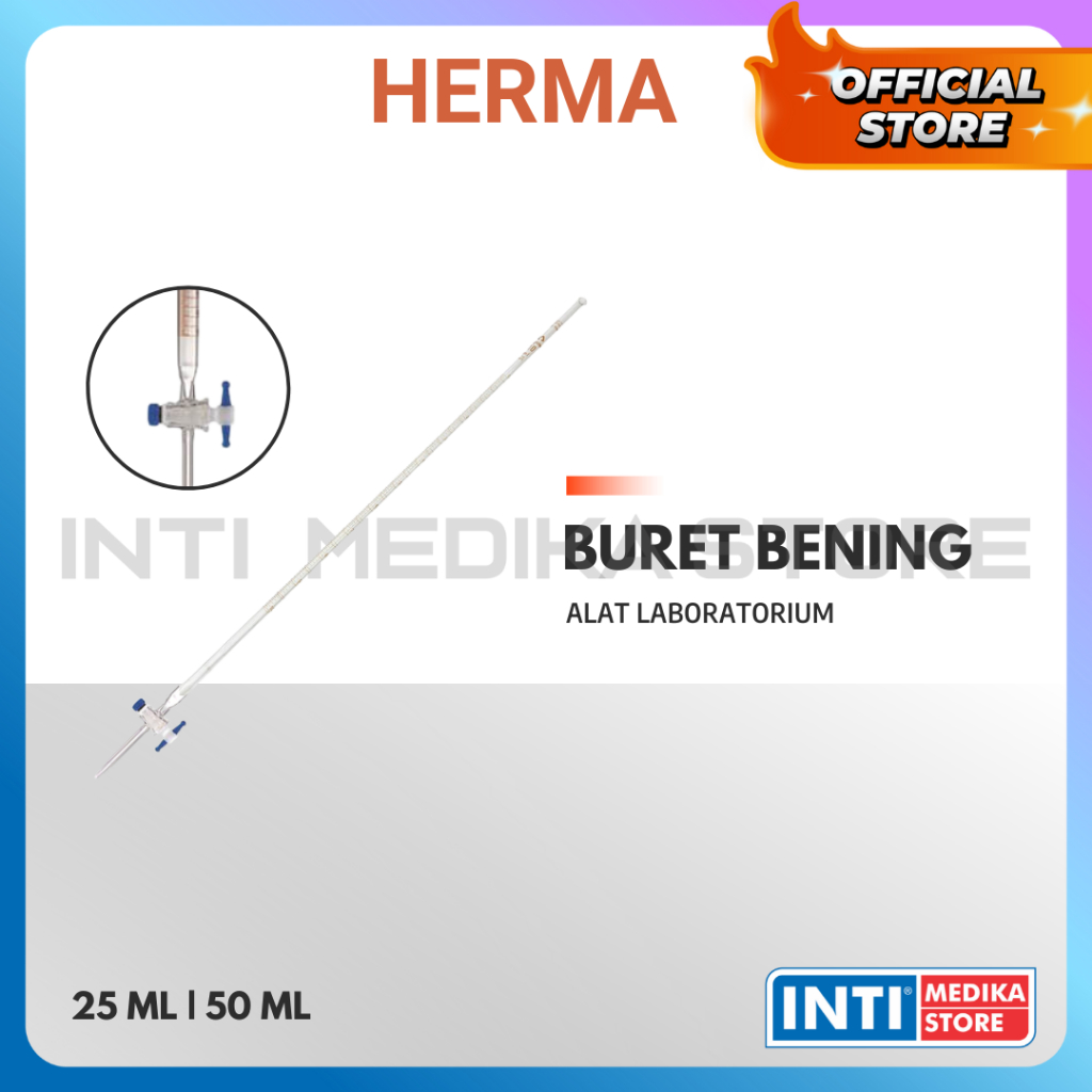 Jual HERMA - Buret Kaca Bening Kran Glass | Burette Gelas Kimia Lab ...