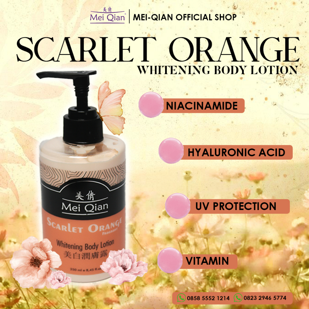 Jual Mei Qian Whitening Body Lotion Edisi Scarlet Orange 250ml | Shopee ...