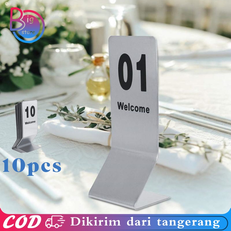 Jual 10pcs/Set Nomer Meja Cafe Stainless Steel Nomor Meja Restoran ...