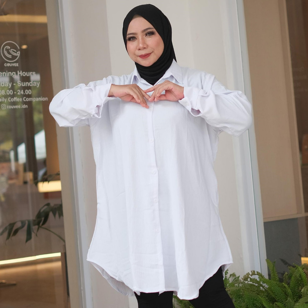 Jual Avala Tunik Putih Bersih Katun Kringkel Baju Kerja Putih Tunik ...