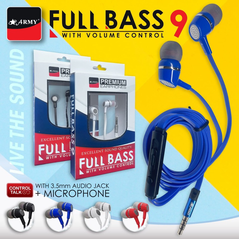 Jual HEADSET EARPHONE ARMY FULL BASS - HANDSFREE HF EARPHONE ARMY FULL ...