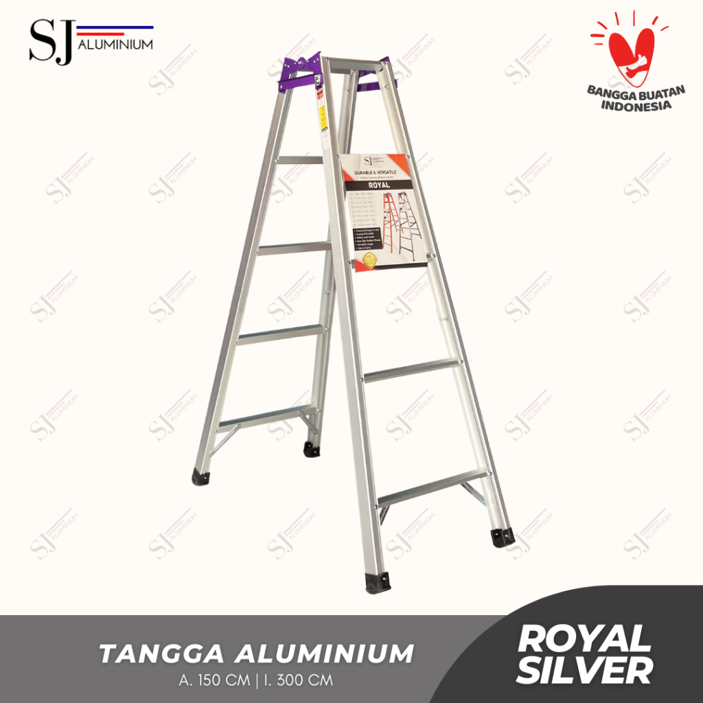 Jual ROYAL - Tangga Lipat Aluminium Royal Silver Jumbo Ladder ...