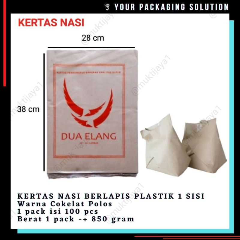 Jual 1 PACK (100 PCS) KERTAS NASI 38x28cm • KERTAS NASI LAMINASI 1 SISI ...