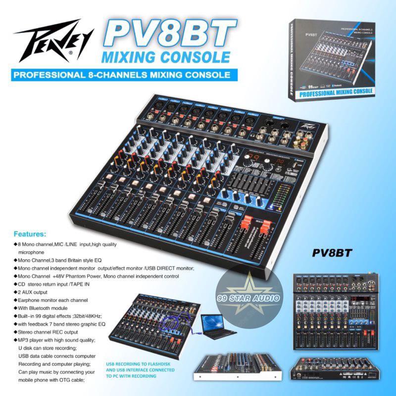 Jual MIXER AUDIO PEAVEY 8BT / PV8BT / USB BLUETOOTH | Shopee Indonesia