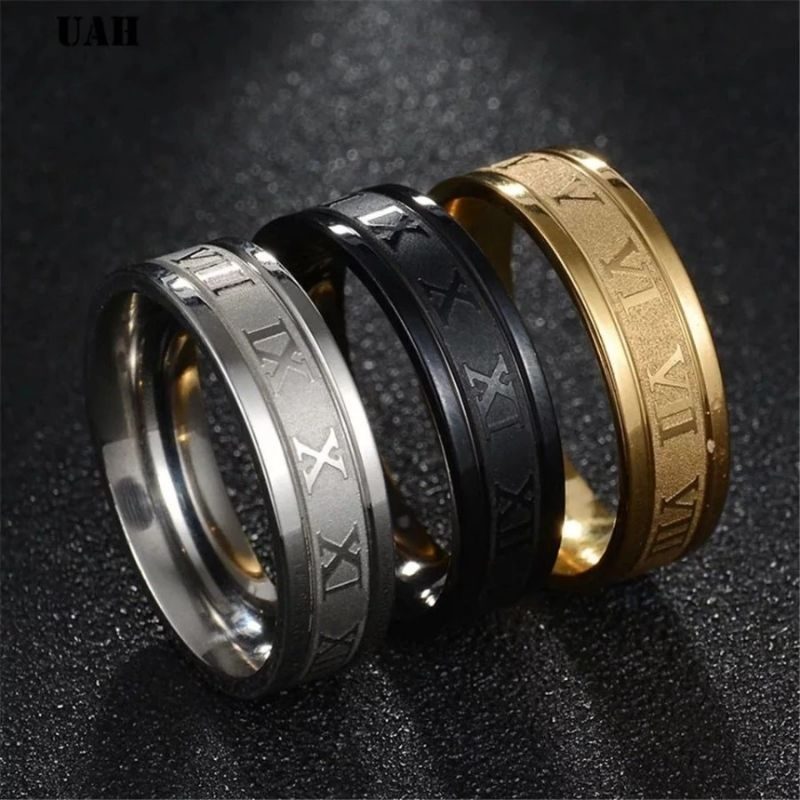 Jual CINCIN TITANIUM MOTIF ROMAWI | MEWAH | ELEGAN WARNA Emas Silver ...