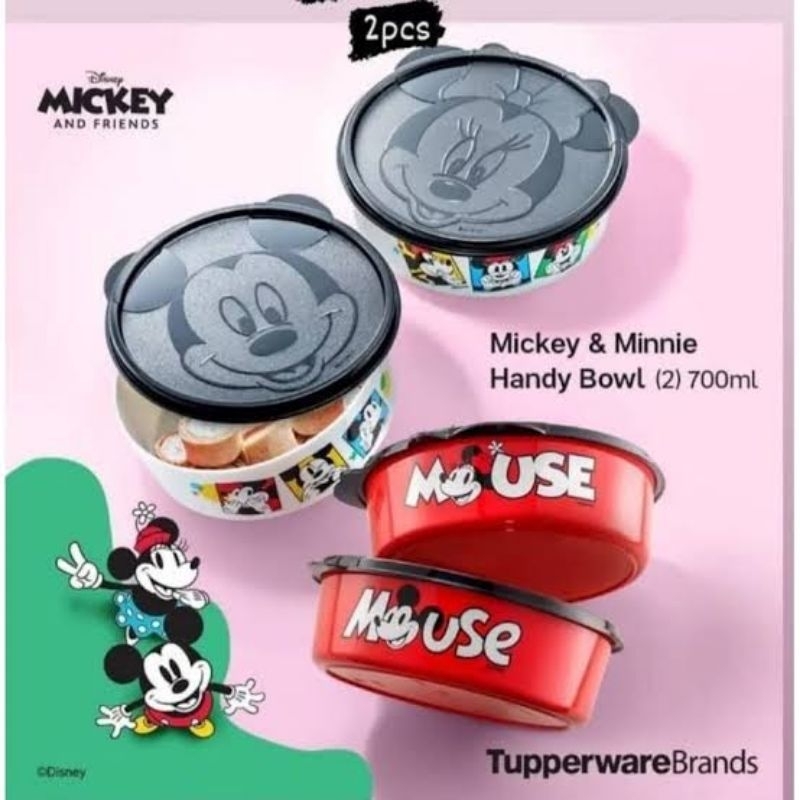 Jual Tupperware Mickey Minnie Handy Bowl 700 ml (2 Pcs) / Wadah Makan ...