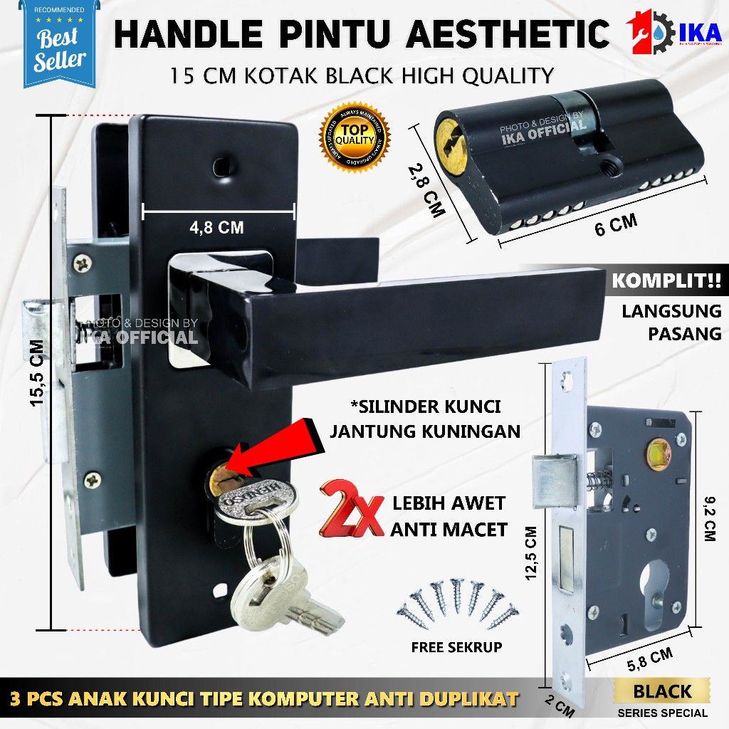 Jual Handle Set Kunci / Body ongkel / Kunci Pintu ukuran Kecil / gagang ...