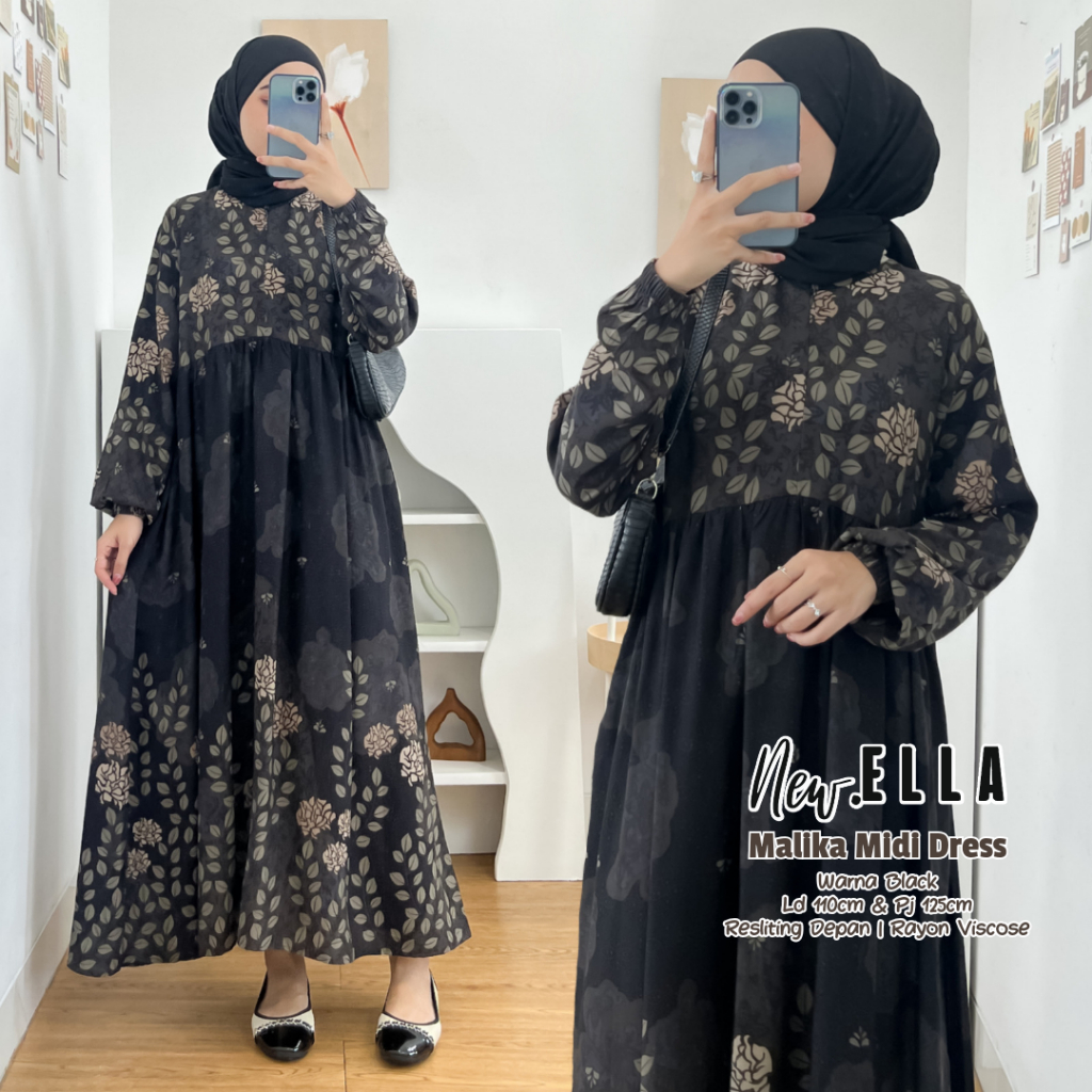 Jual ELLA MIDI DRESS 20 MOTIF/ BINE MIDI DRESS BUSUI BY DLINK STORE ...