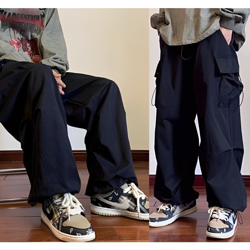 Jual baggy cargo pants celana cargo parasut panjang streetwear unisex wanita pria highwaist ...