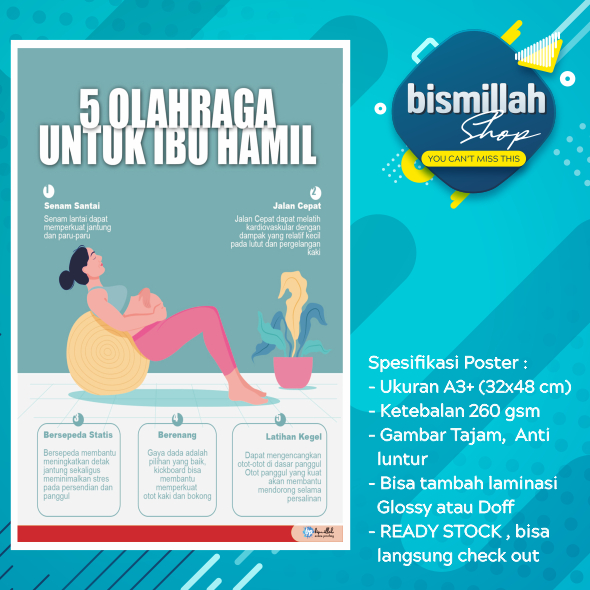 Jual Poster kesehatan Olah raga Ibu Hamil BUMIL senam hamil | Shopee ...