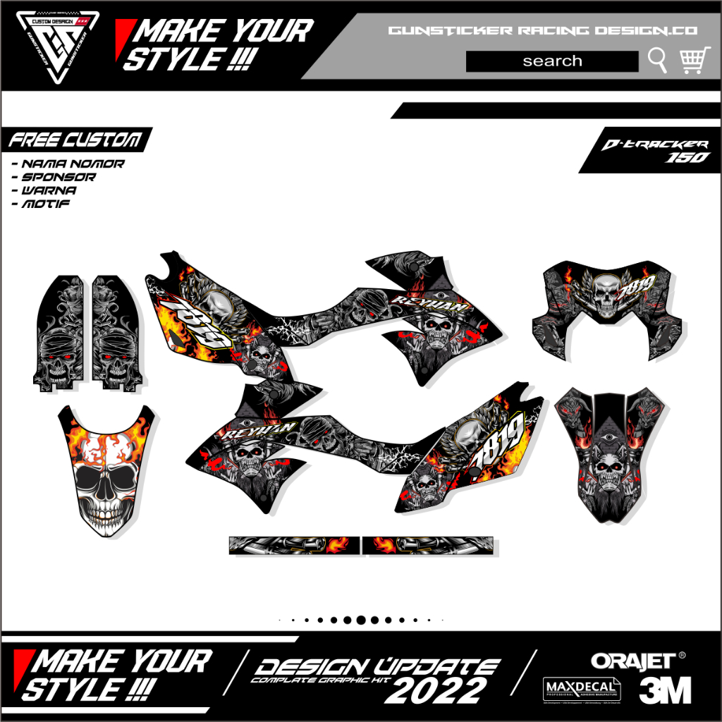 Jual decal klx dtracker 150 striping motor dtx tengkorak 020 | Shopee ...