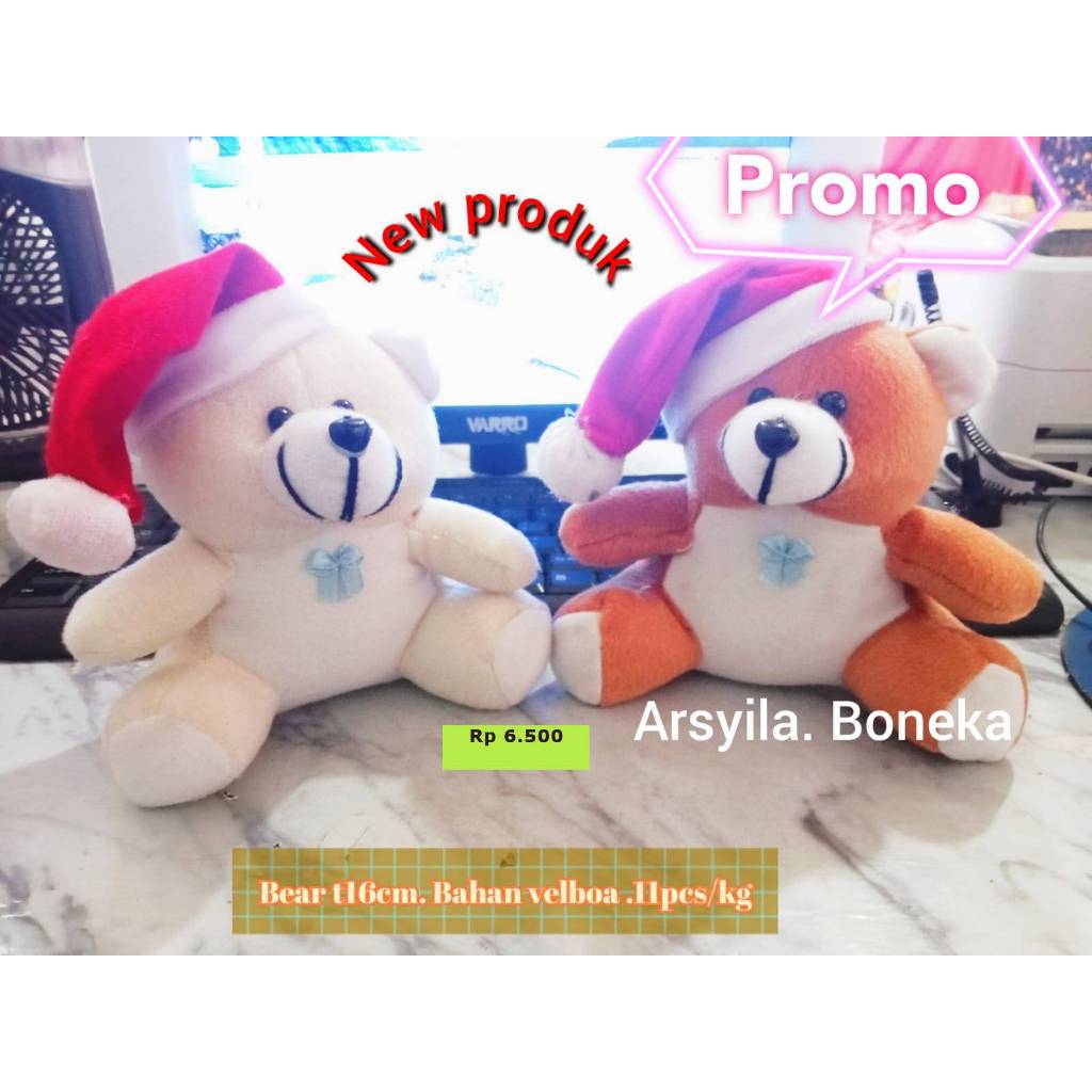 Jual Boneka Teddy bear christmas, boneka Natal t16m pake topi natal ...