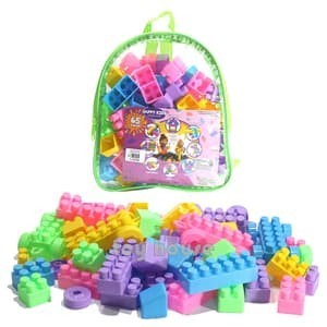 Jual Mainan Edukasi Anak Happy Kids Block Building Blok Isi 65 pcs Tas ...