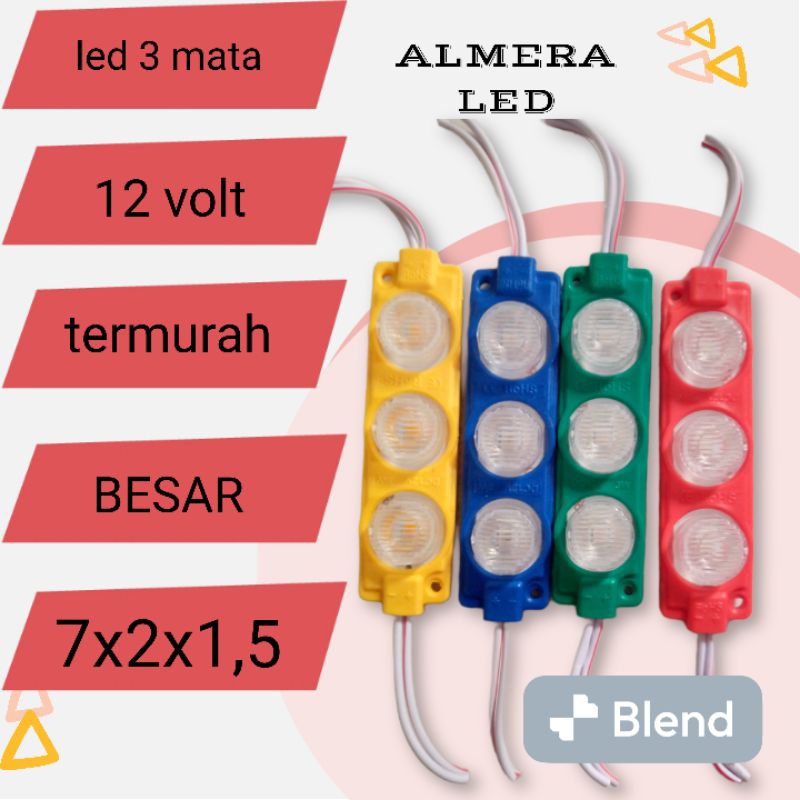 Jual lampu led 3 mata besar 12 volt 24 volt | Shopee Indonesia