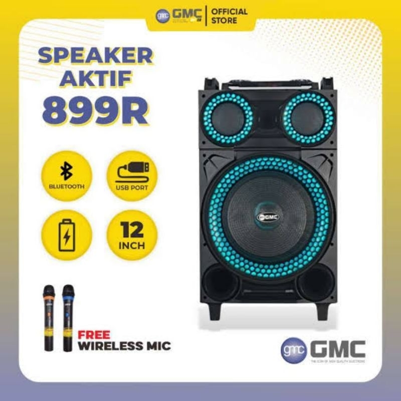 Jual SPEAKER GMC 888 R 888R MULTIMEDIA BLUETOOTH 12 INCH 11IN 12" FREE 2 MICROPHONE WIRELESS ...