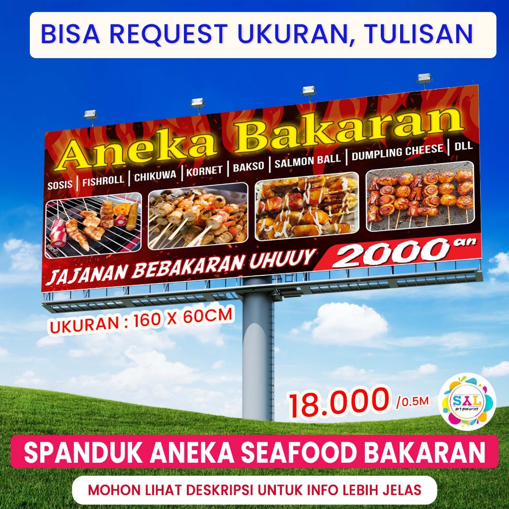 Jual Spanduk Dan Banner Sate Seafood Bakar dan Aneka Bakaran Baner UMKM ...
