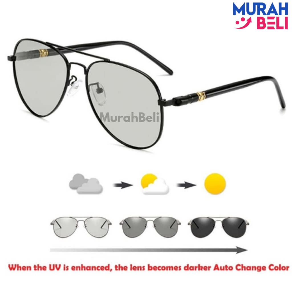 Jual MB Kacamata Aviator Anti Silau Siang Dan Malam Polarized Photochromic Fotosensitif | Shopee ...
