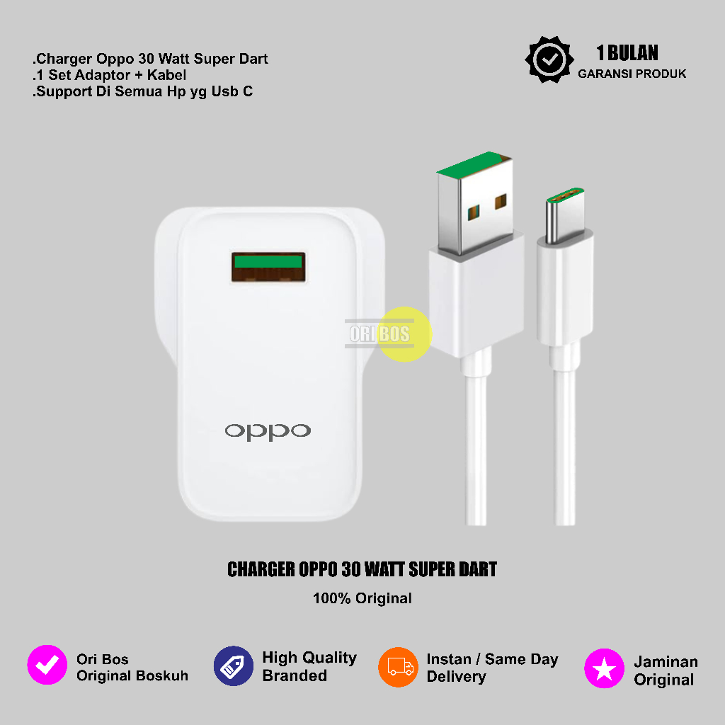 Jual Charger OPPO Fast Charging Garansi SuperVooc 30 Watt up to 6A Tipe ...