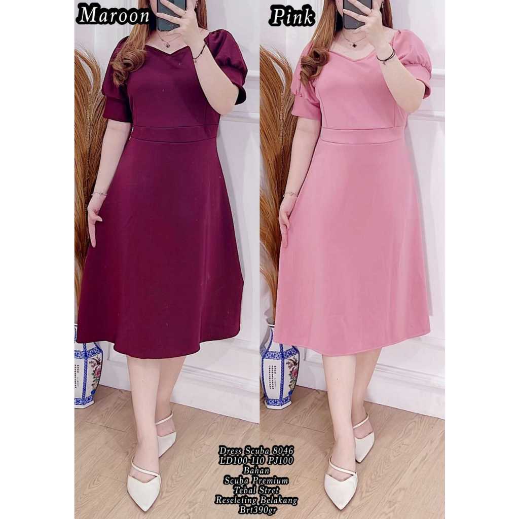 Jual Dress jumbo 347 - Bahan Scuba Premium - Variasi Brukat dan Laser ...