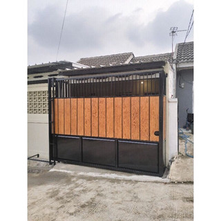 Jual pagar tralis besi minimalis aesthetic model terbaru motif kayu GRC ...