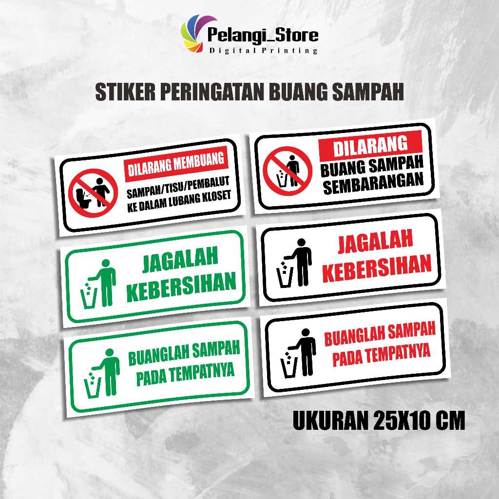Jual Stiker Peringatan Sticker Penunjuk DILARANG BUANG SAMPAH - JAGA ...