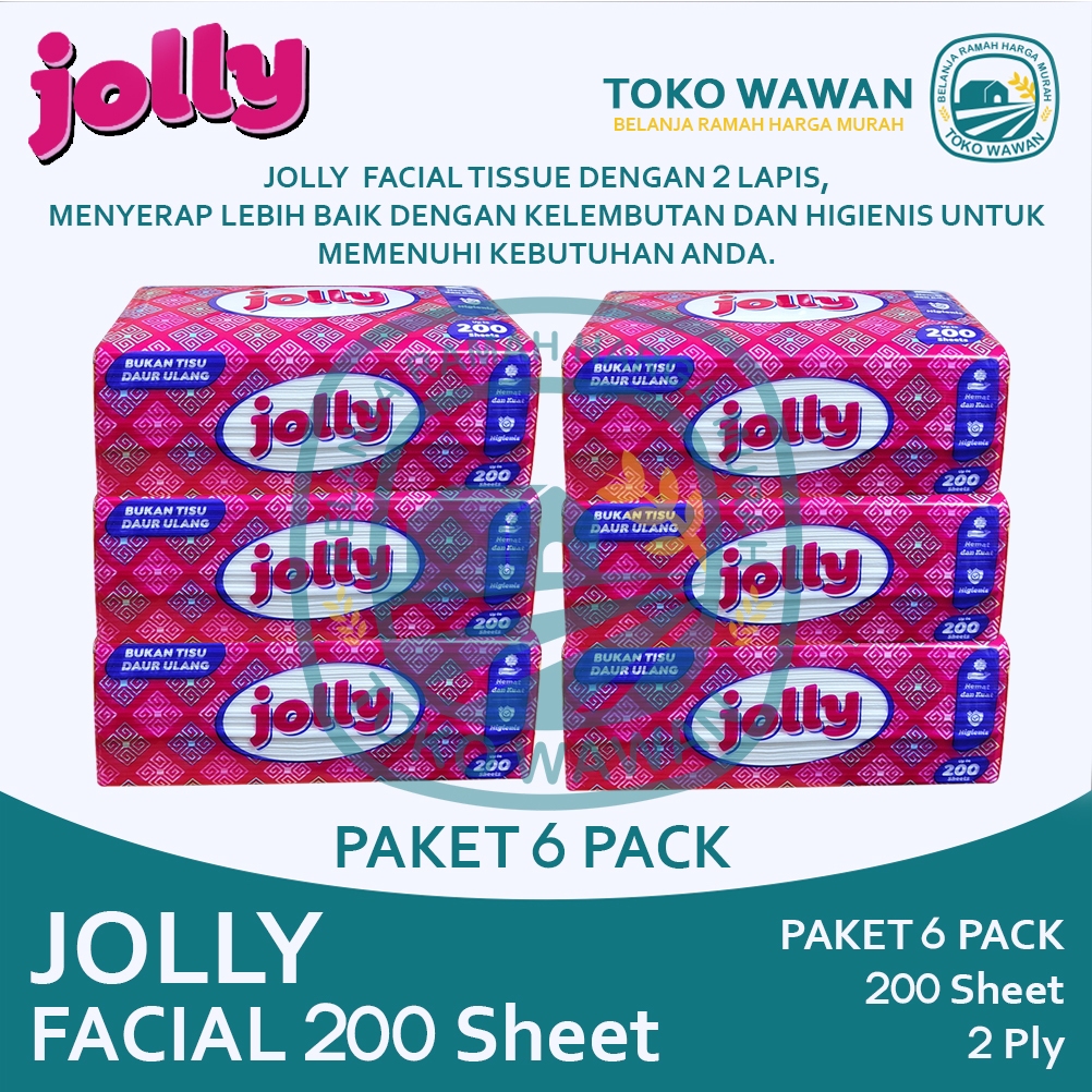 Jual ( 6 PACK ) Tissue Jolly Facial 200 Sheet Tisu Wajah Halus Harga ...