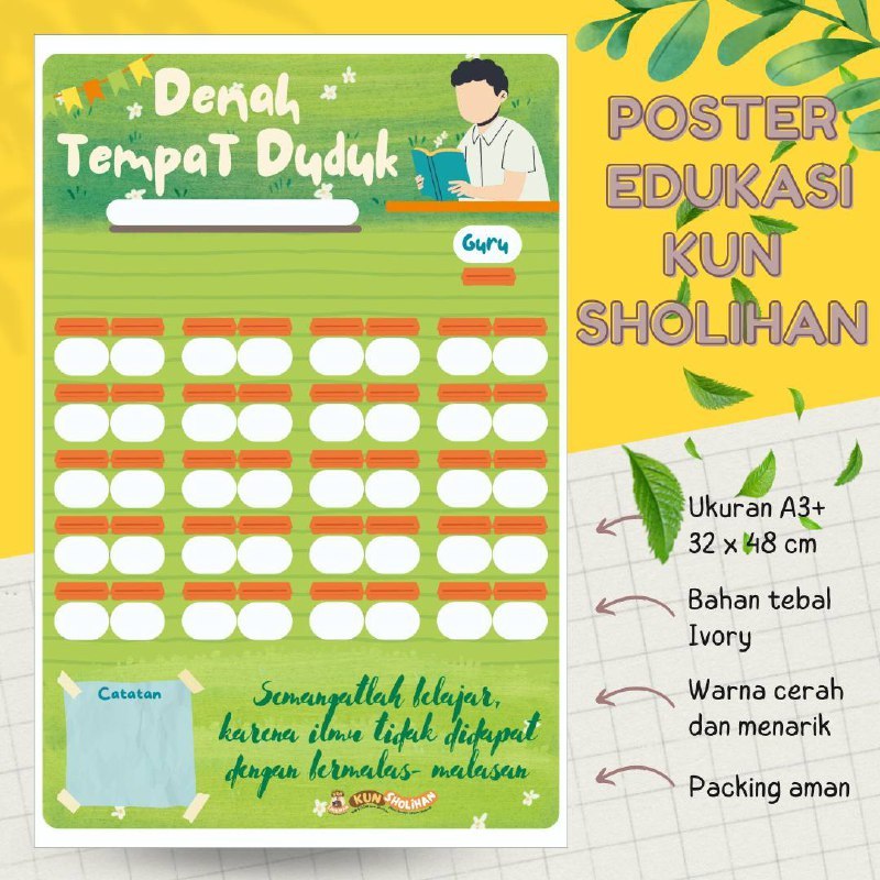 Jual Poster Denah Tempat Duduk Edukasi Kun Sholihan | Shopee Indonesia