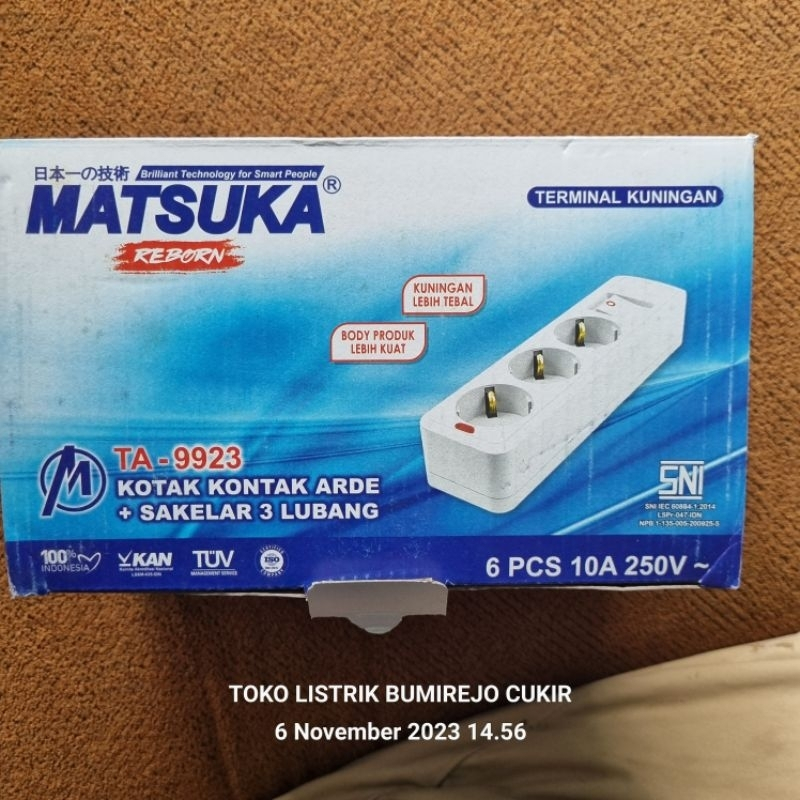 Jual Stop Kontak SNI Matsuka 3 Lubang dilengkapi switch on off | Shopee ...