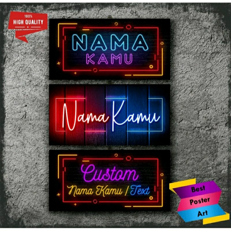 Jual PAJANGAN PAPAN POSTER DINDING DESIGN NEON CUSTOM TULISAN NAMA ...